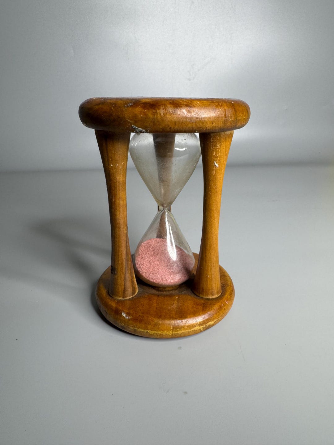 French Vintage Wood Hourglass Desk Decoration Large One 4.5 Inches High ...