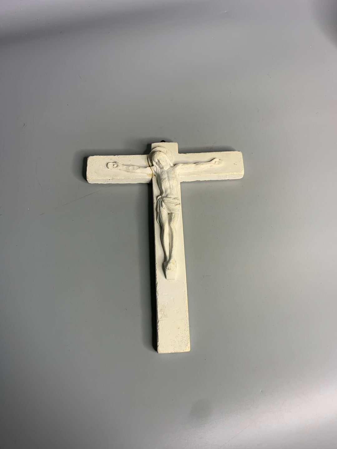 French Vintage Plaster Crucifix Wall Hanging Religious Decoration Jesus ...