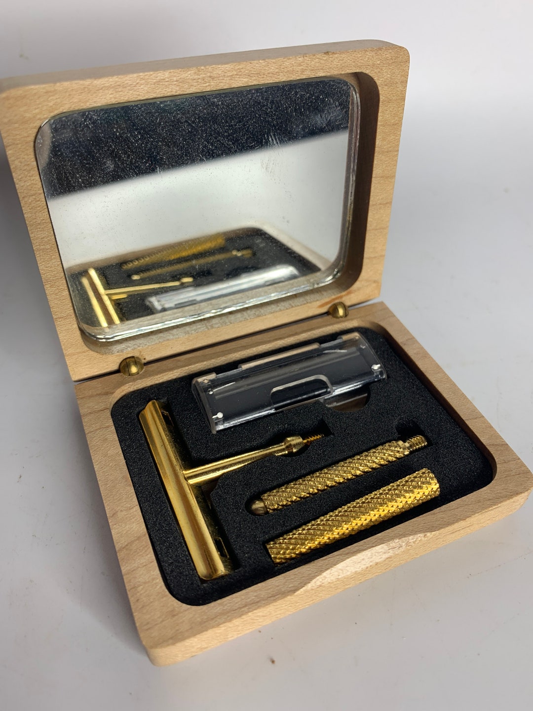 French Small Travel Razor Women Wood Box With Mirror Razoir De Voyage ...