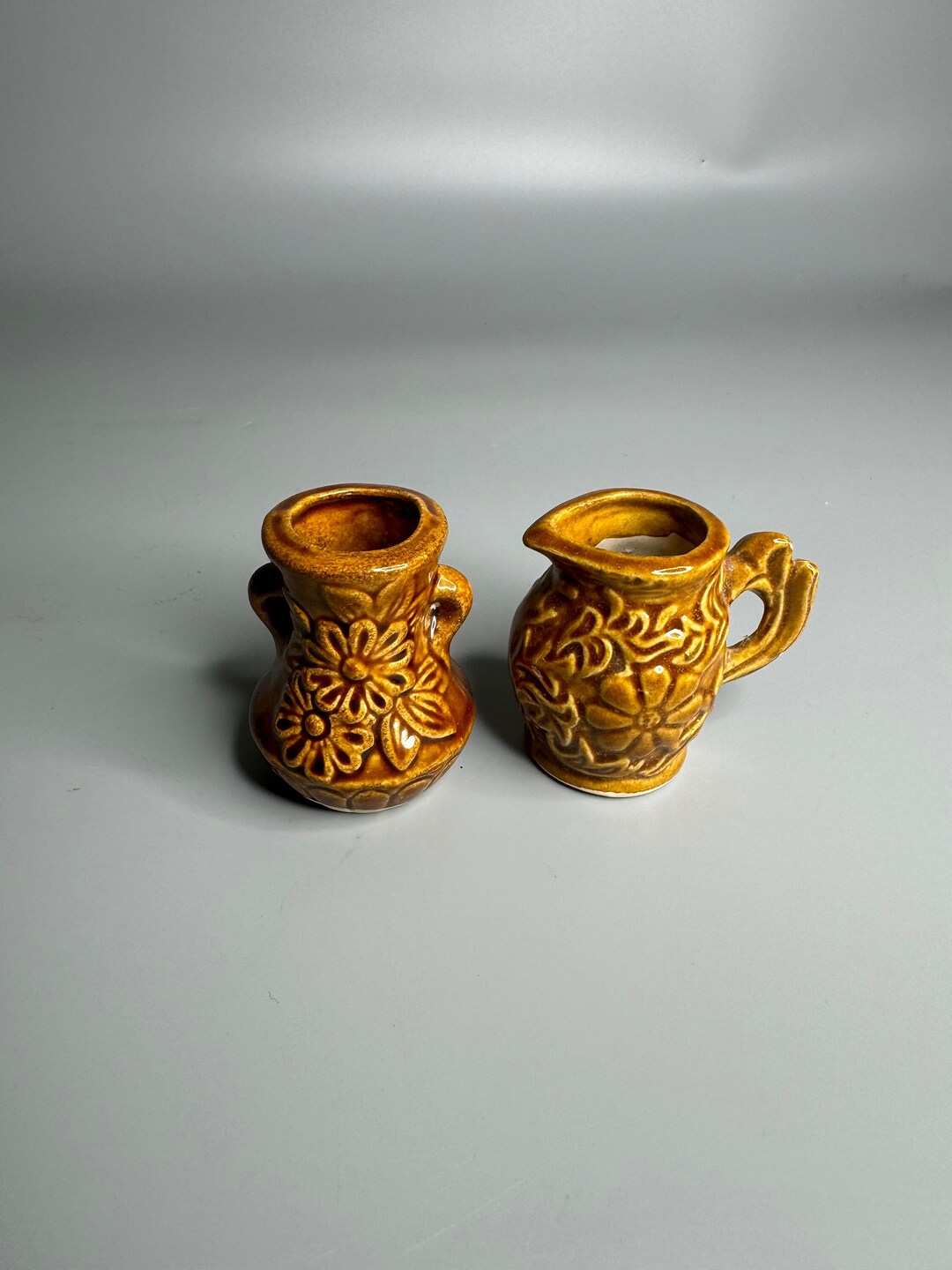French Vintage Miniature Ceramic Pottery Pitchers Set of 2 - Etsy