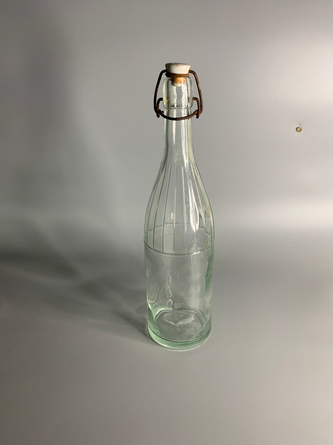 French Vintage Glass Bottle Porcelain Top Bar Ware Drink Ware ...