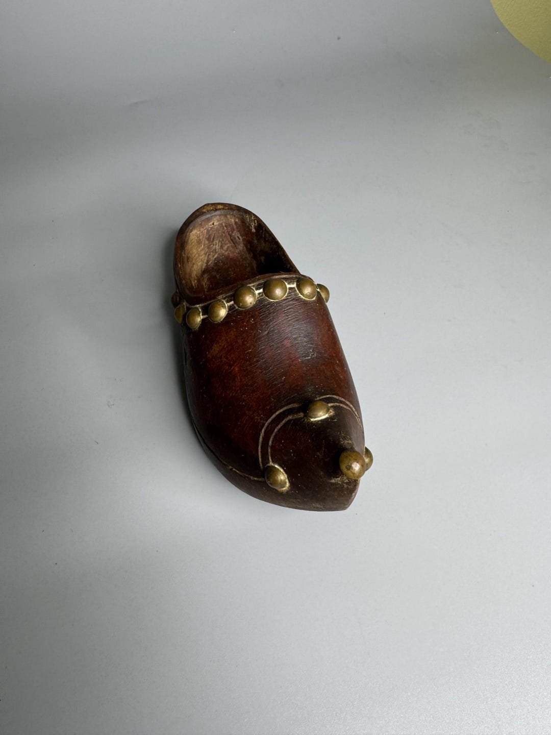 Vintage Wooden Clog Shoe With Brass Nails Decoration Chalet Décor - Etsy