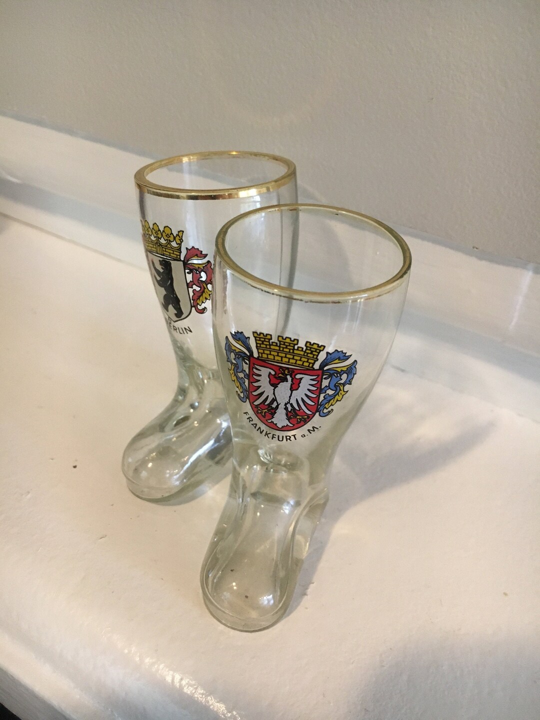 Vintage Shot Glasses Set of 2 German Frankfurt Berlin Bar Ware Kitchen ...
