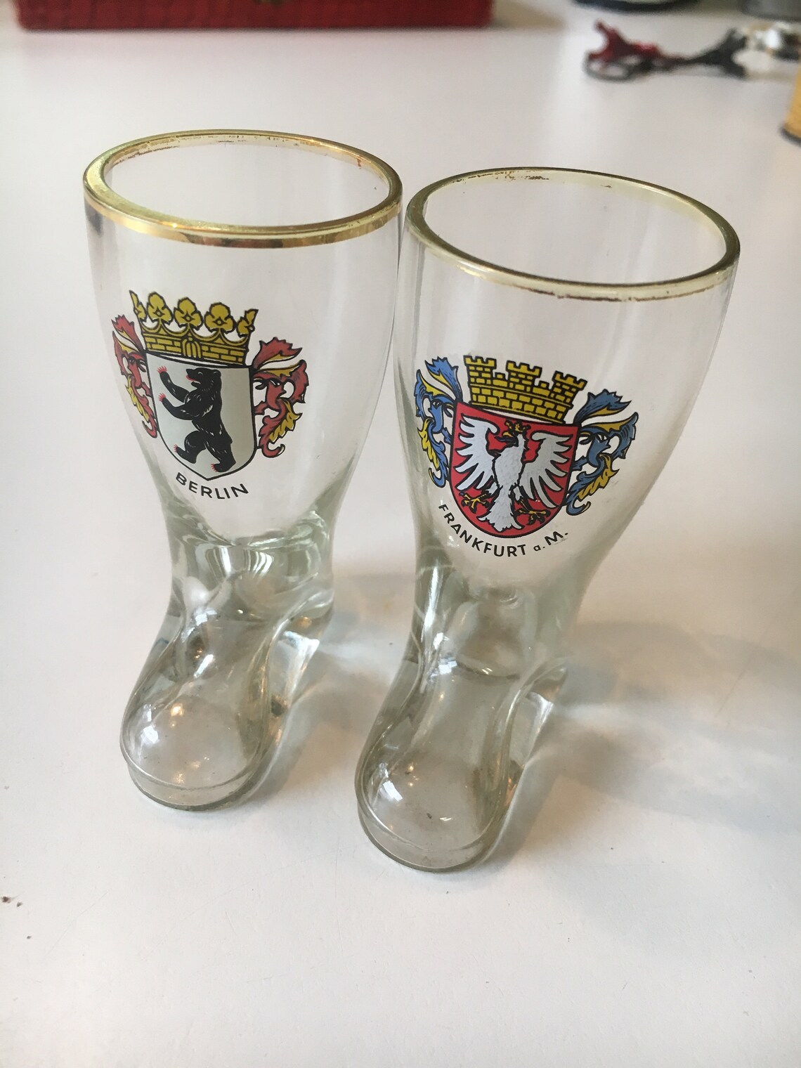 Vintage Shot Glasses Set of 2 German Frankfurt Berlin Bar Ware Kitchen ...