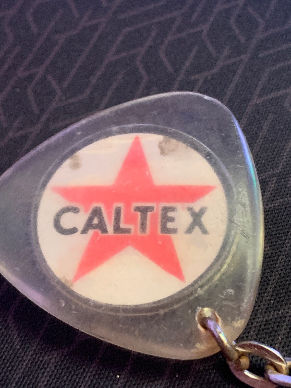 French vintage key chain holder advertising Caltex Chevron oil | Etsy