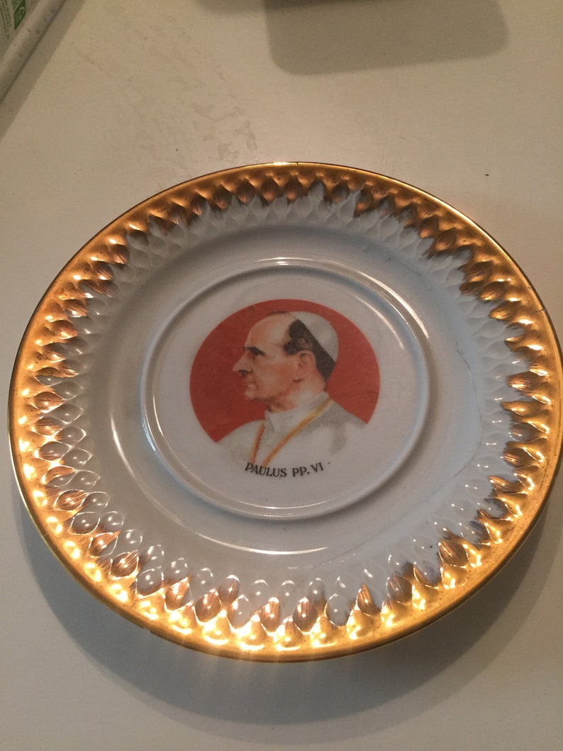 Vintage French Religious Plate Decor POP Paulus PP.VI Bavarian ...