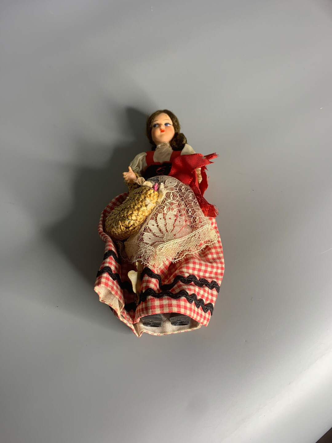 Italian Vintage Doll Girl in Dress With Basket Design Regional ...