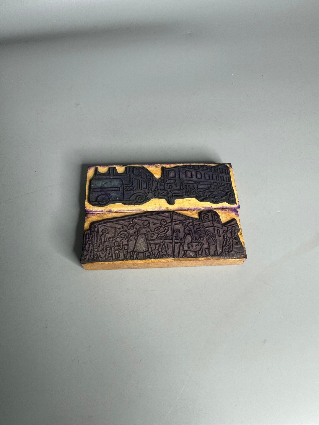 French Vintage Ink Stamps Design Wood and Rubber Street and Building ...
