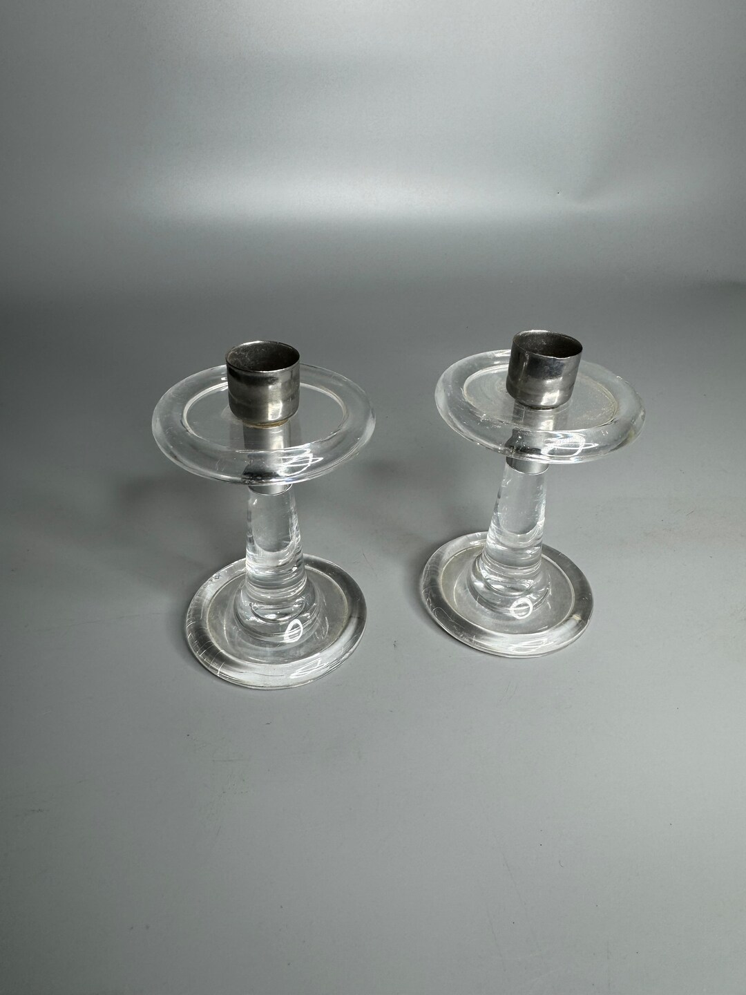 Vintage Lucite Transparent Set of 2 Candlestick Holders - Etsy