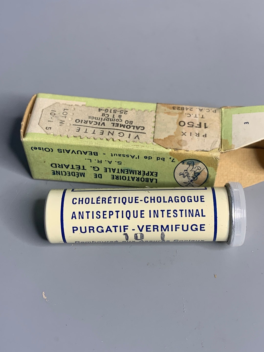 French Vintage Medicine Box Calomel Vicario Cardboard Box Aluminum Tube ...