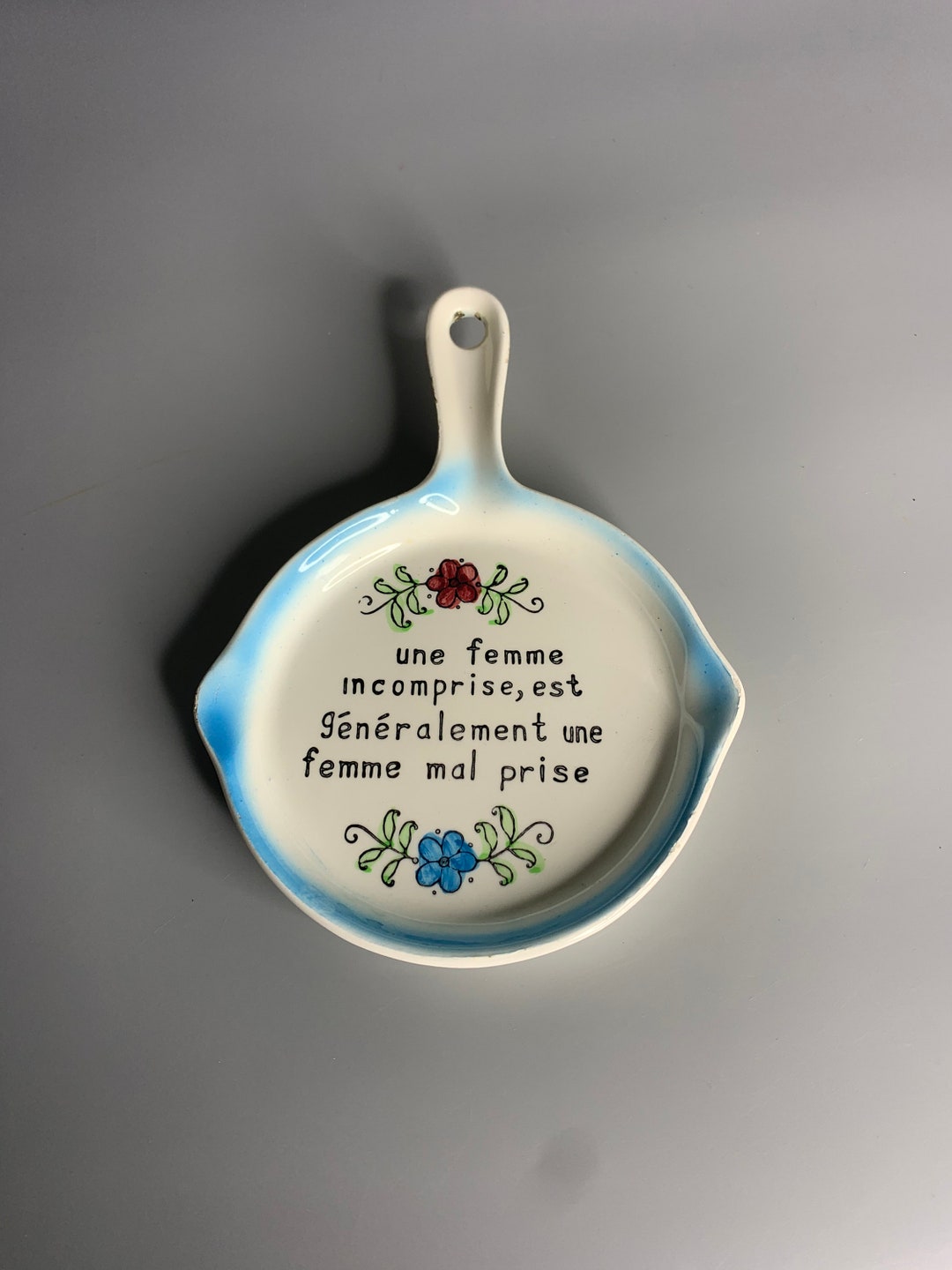 French Vintage Ceramic Pottery Decorative Miniature Pan Decoration Wall ...