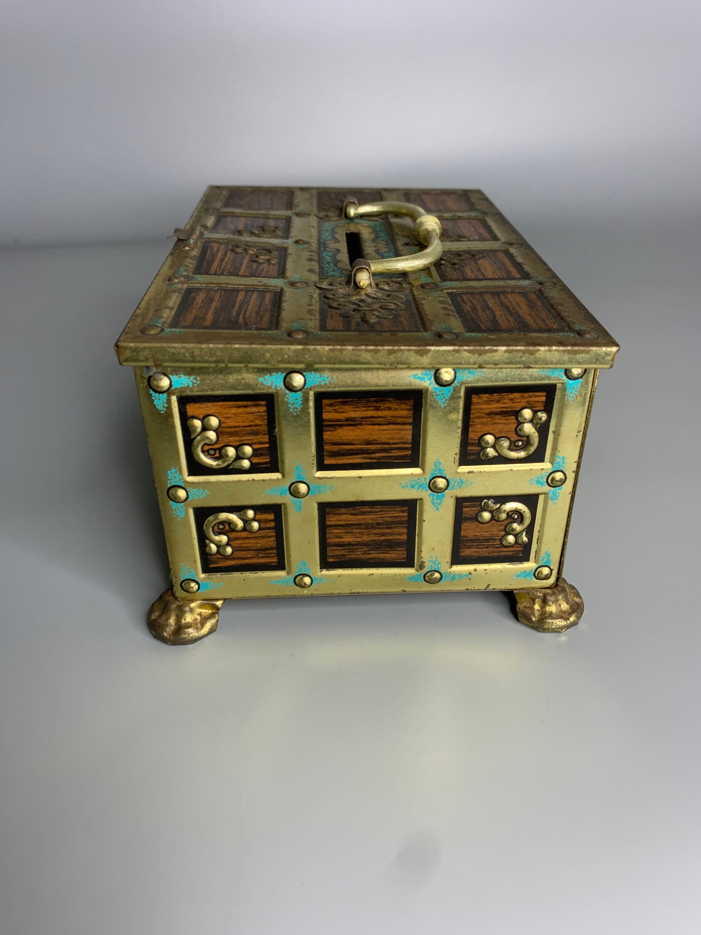 French Vintage Tin Metal Piggy Bank Knick Knack Box With - Etsy