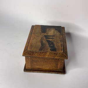 French Antique Wood Religious Box Lourdes Knick Knack Box Jewelry Box ...