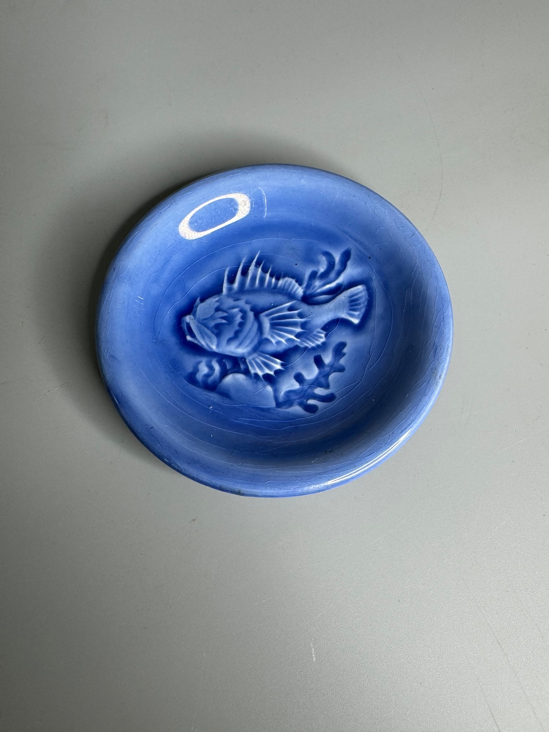 French Vintage Ceramic Pottery Fish Design Miniature Plate Coin Dish ...