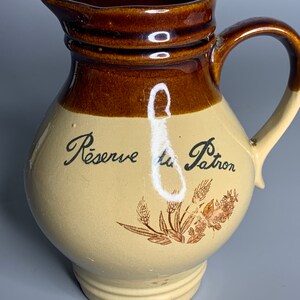 French Vintage Ceramic Pottery Small Water Pitcher Reserve Du Patron ...