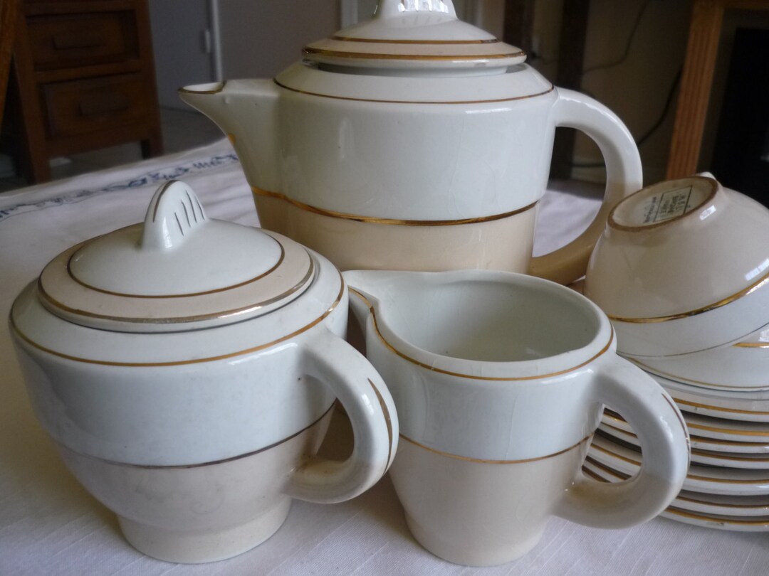 French Antique Coffee-tea Set for 8 Persons Semi-porcelain M.D.L ...