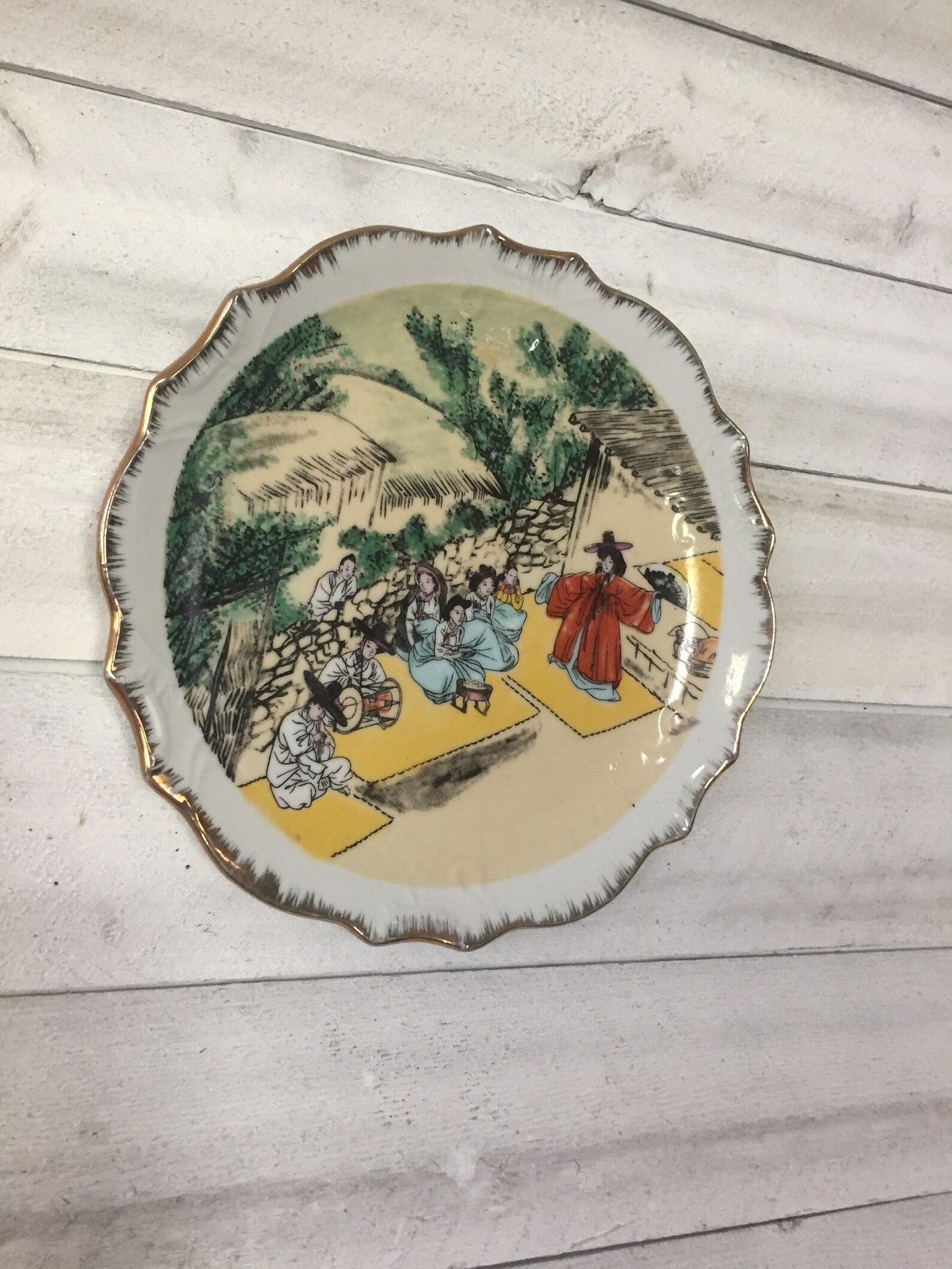 Vintage Plate Chinese Porcelain Scenery Outdoor Decor Plate - Etsy