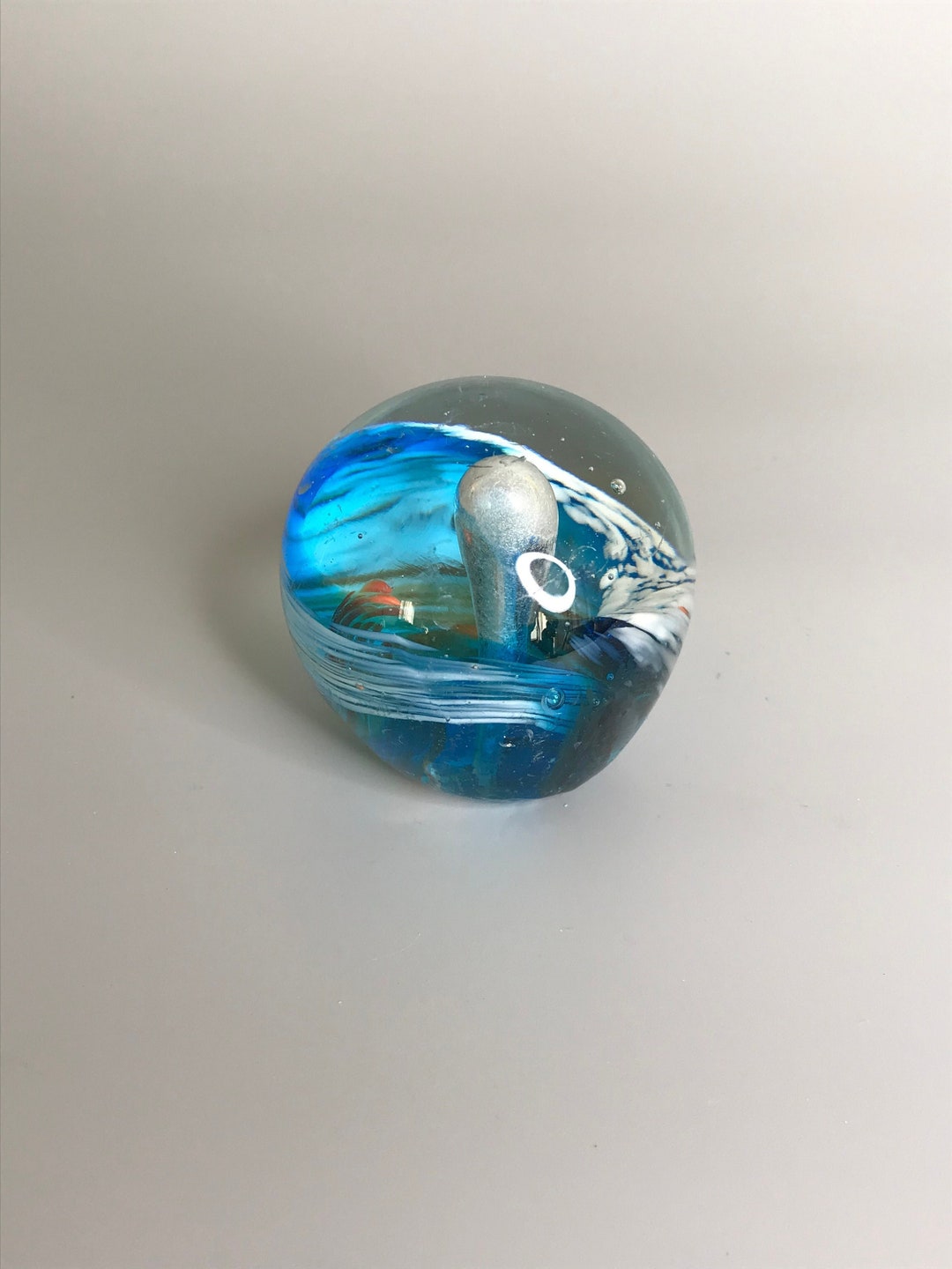 French Paperweight Vintage Ocean Design Glass Office Deco Home Deco - Etsy