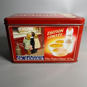 French Vintage Empty Tin Can Box Charles Gervais Petit Suisse Normandy ...