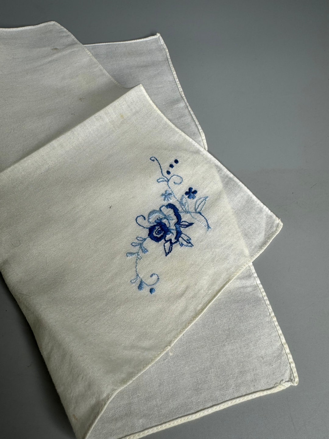 Handkerchief French Vintage Embroidery Floral Design Handkerchief ...