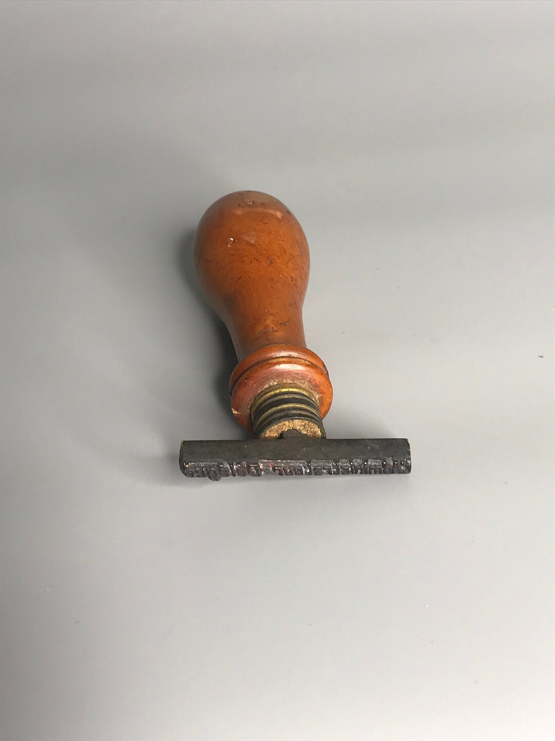 French Vintage Ink Stamp Wood Handle and Brass Ring Rubber Stamp - Etsy