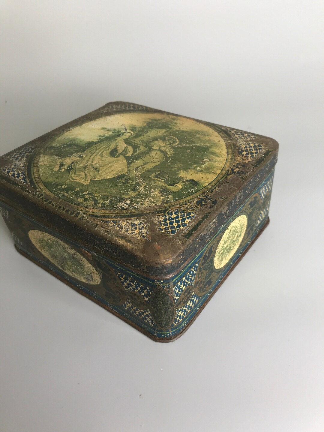 French Antique Tin Can Metal Box Victorian Style Small Container - Etsy