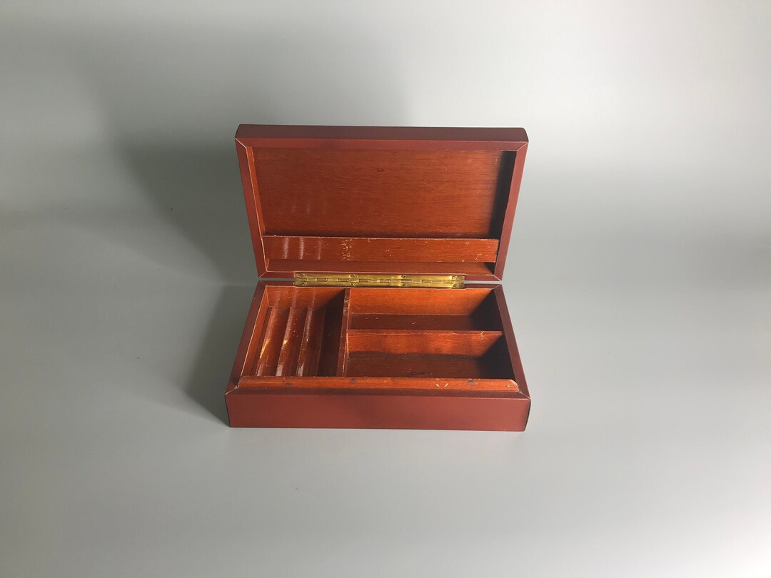French Vintage Wood/vinyl Cigarette and Cigar Box/holder Wooden Tobacco ...