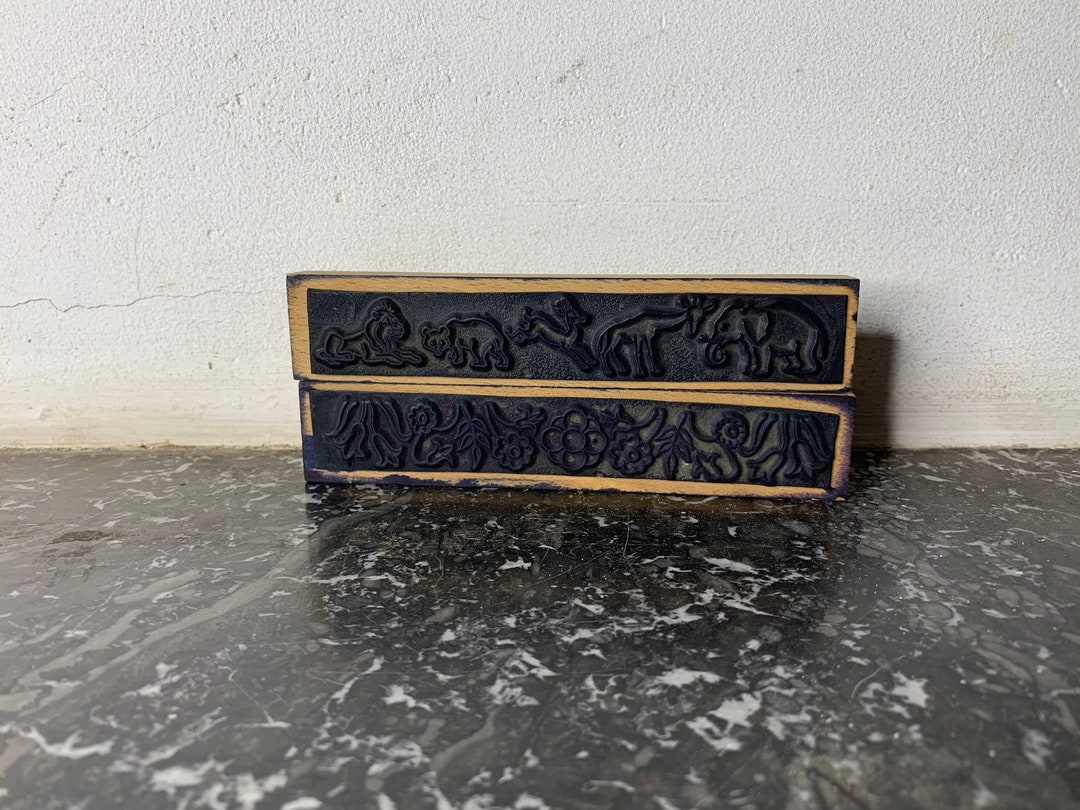 French Vintage Ink Stamps Animals and Flowers / Tampon a Encre Price is ...