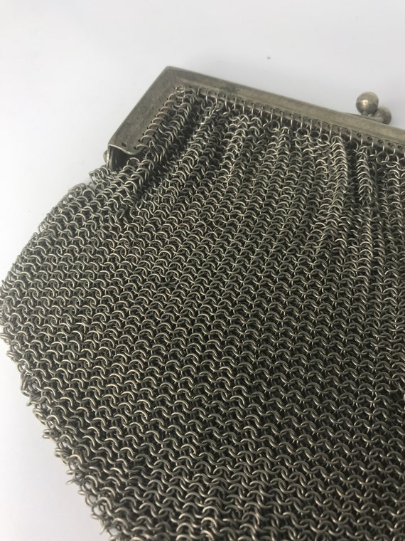 French antique mesh purse silver victorian - Gem