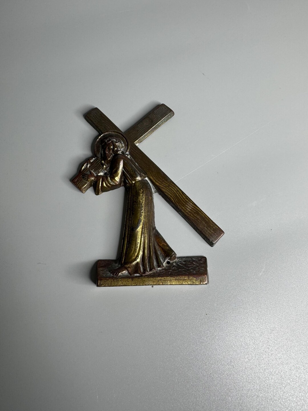French Antique Brass Religious Plaque Heavy Decoration Collectible ...