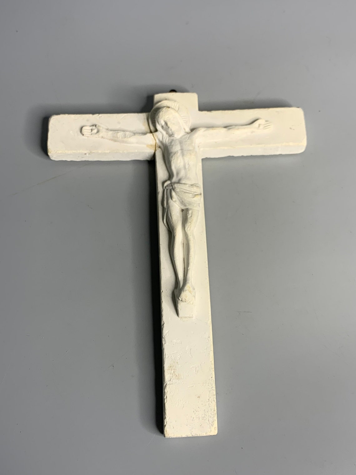 French Vintage Plaster Crucifix Wall Hanging Religious Decoration Jesus ...