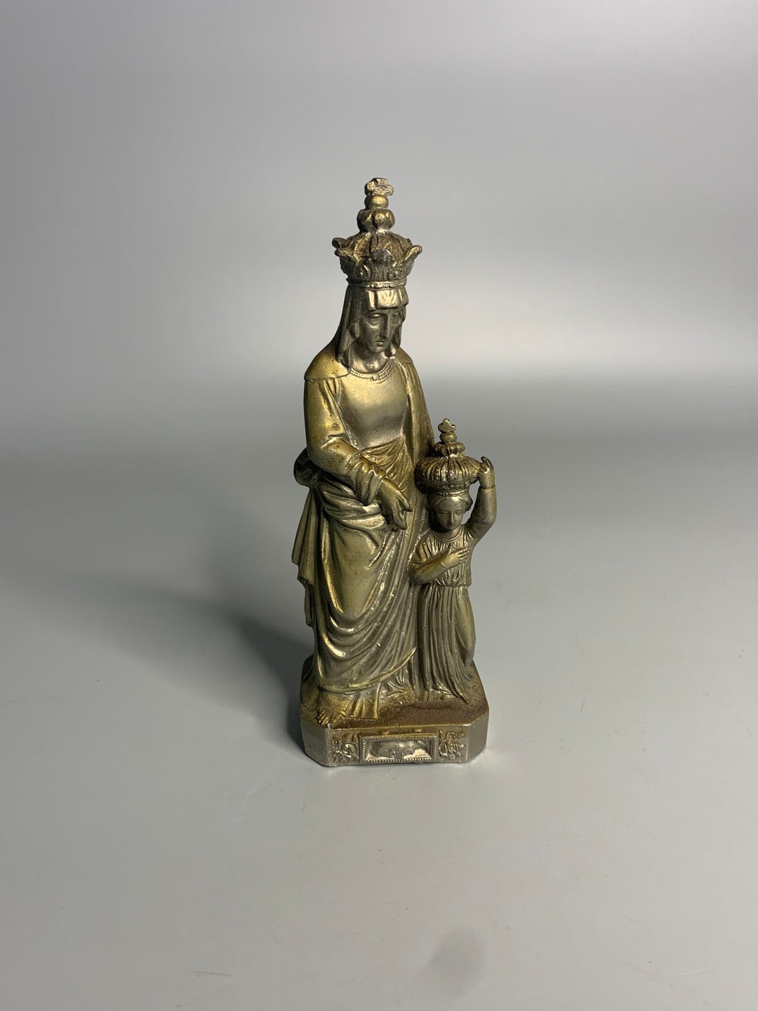 French Antique Religious Statue Metal Alloy Decoration Saint - Anne D ...