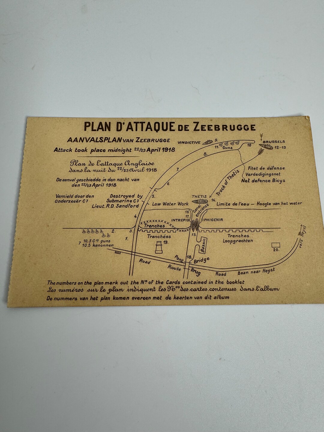 French Vintage Bruxelles, Plan D’ Attaque De Zeebrugge War Action Plan ...