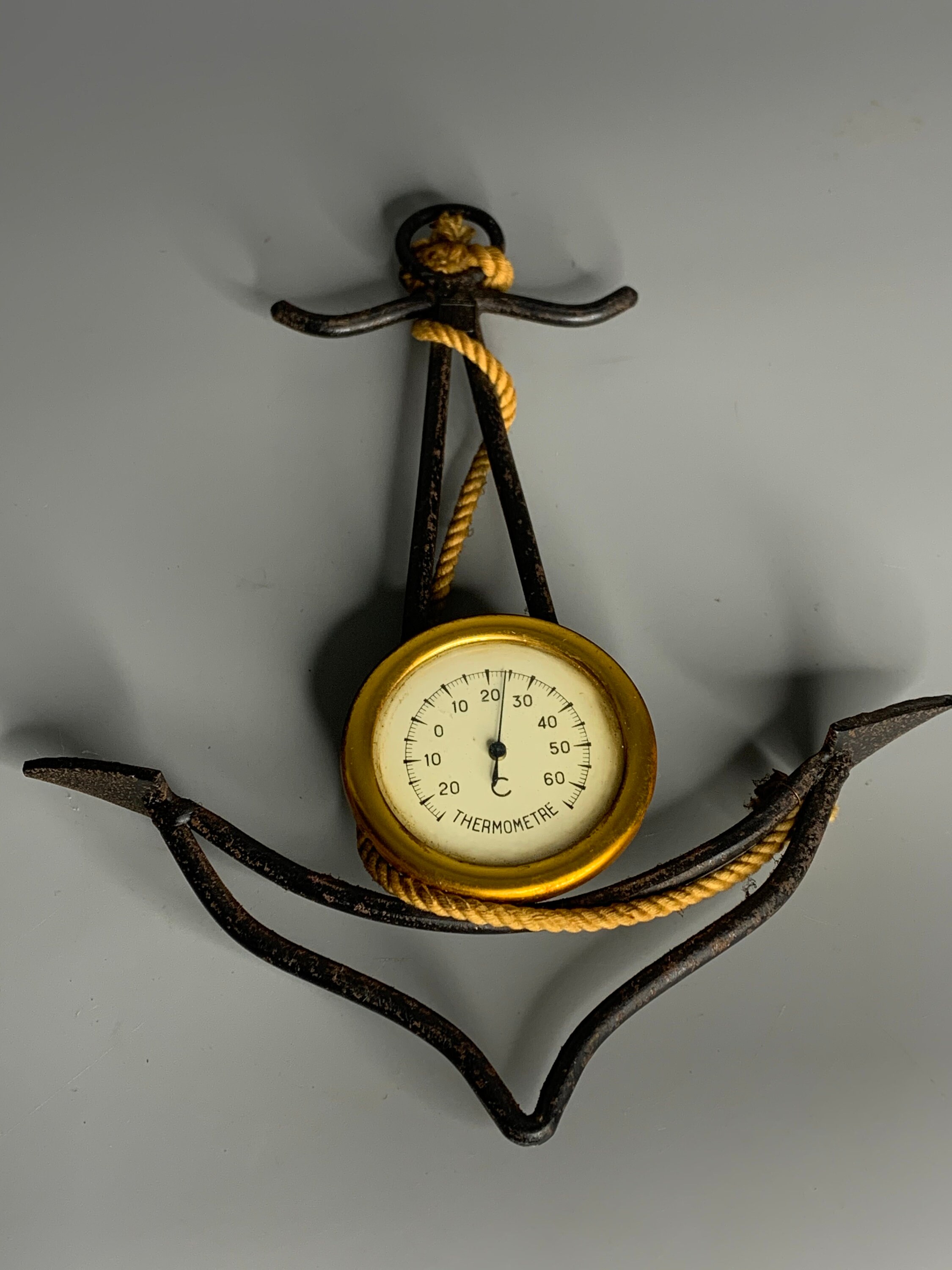 French Vintage Thermometer Copper and Cast Iron Anchor Design - Etsy