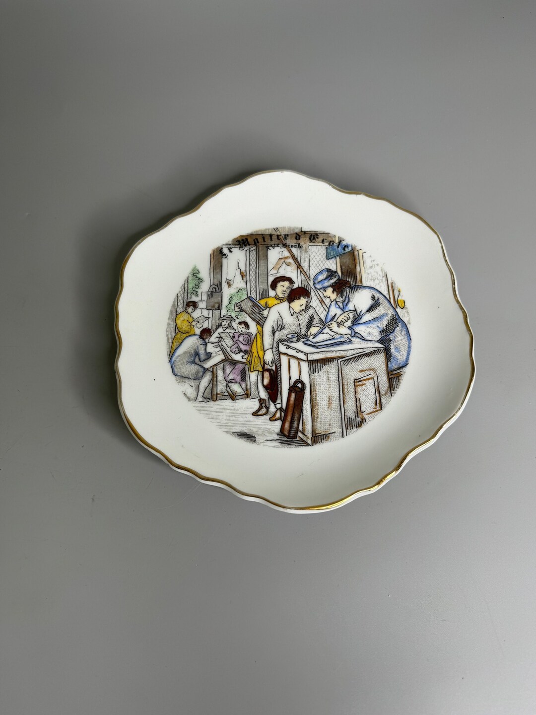 French Vintage Ceramic Porcelain Decorative Plate - Le Maitre D'ecole ...