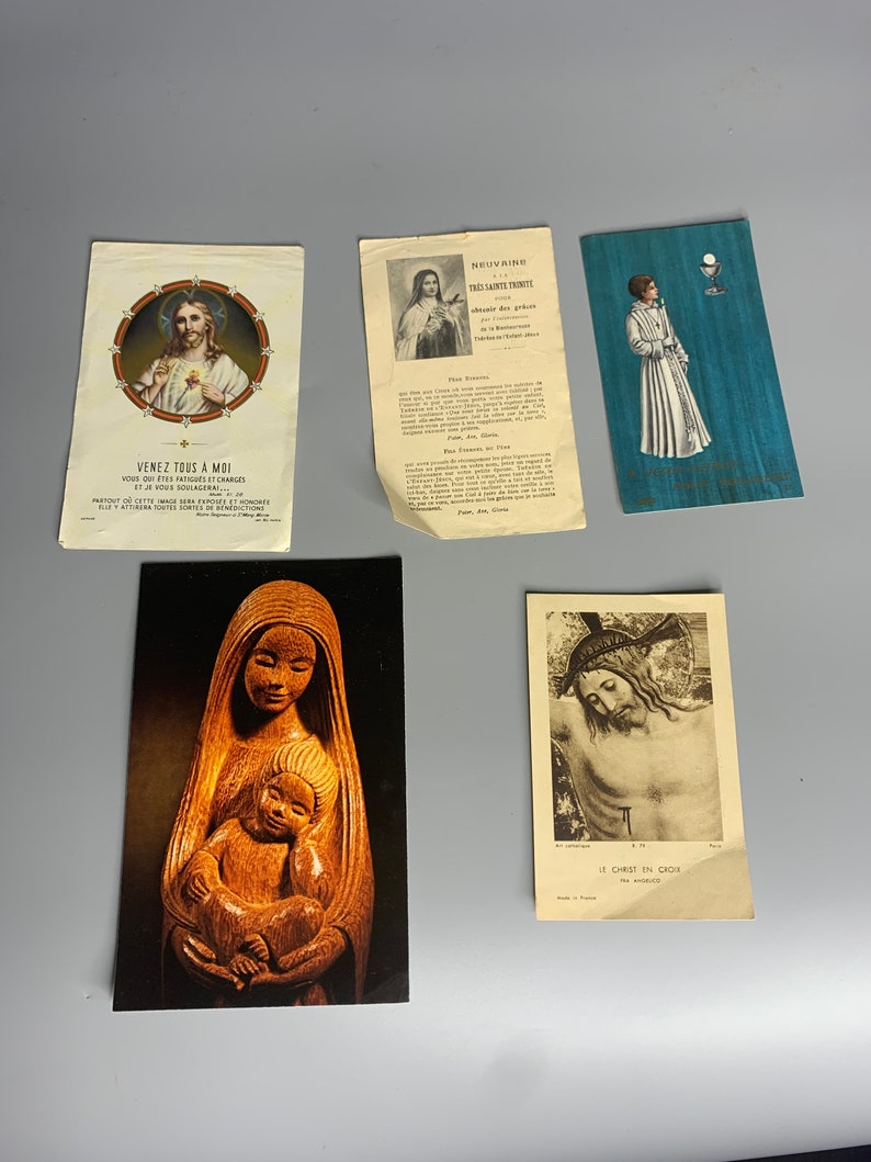 French 5 Vintage Religious Images One Set of 5 Pictures Prayer - Etsy
