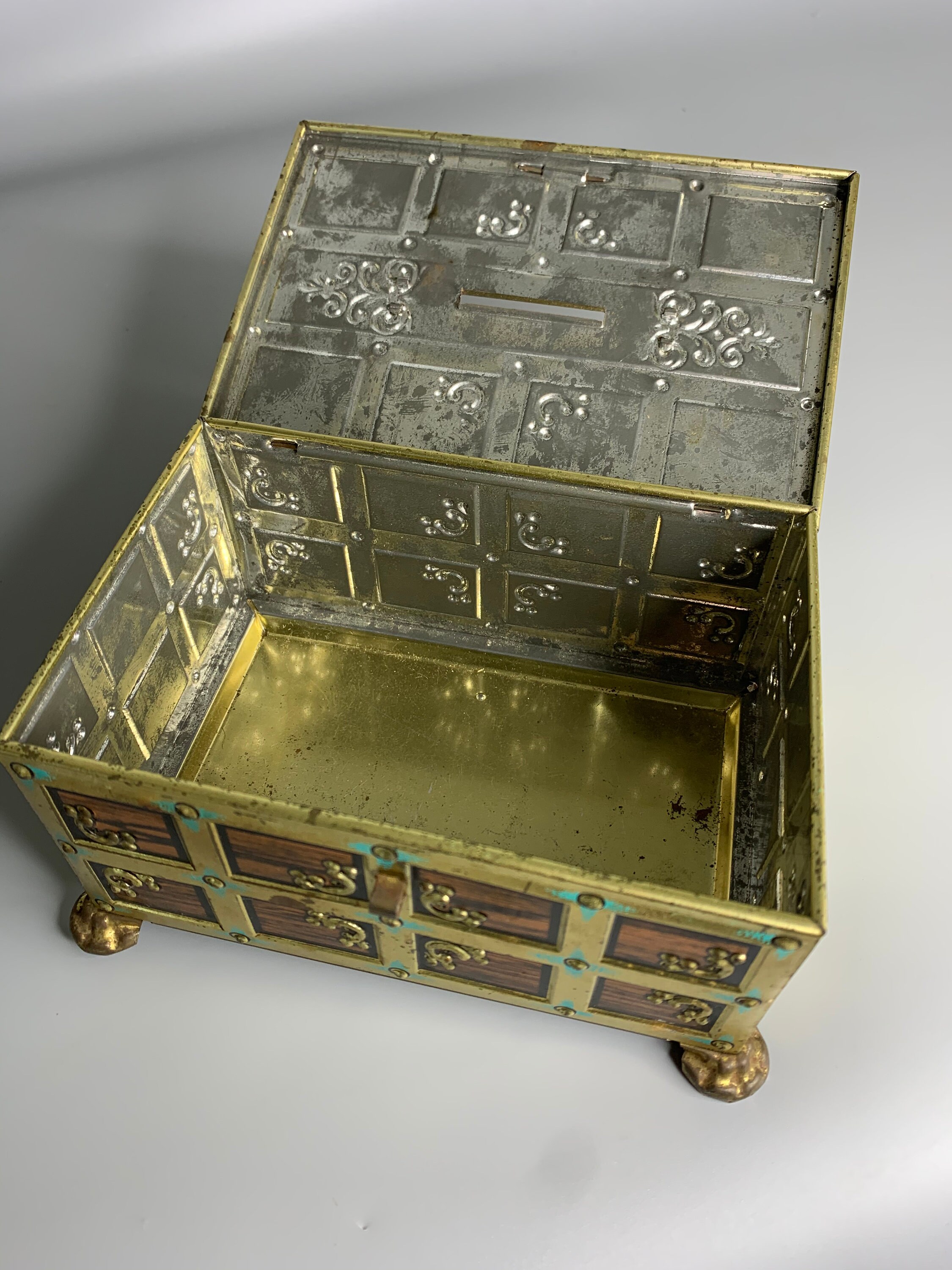 French Vintage Tin Metal Piggy Bank Knick Knack Box With - Etsy