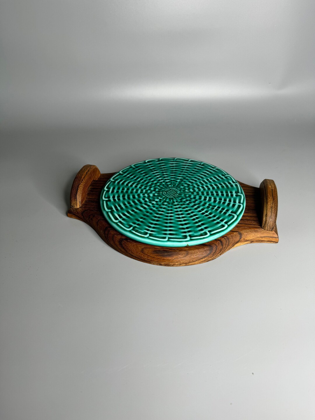French Vintage Wood and Ceramic Pottery Hot Plate Serving Dish - Etsy