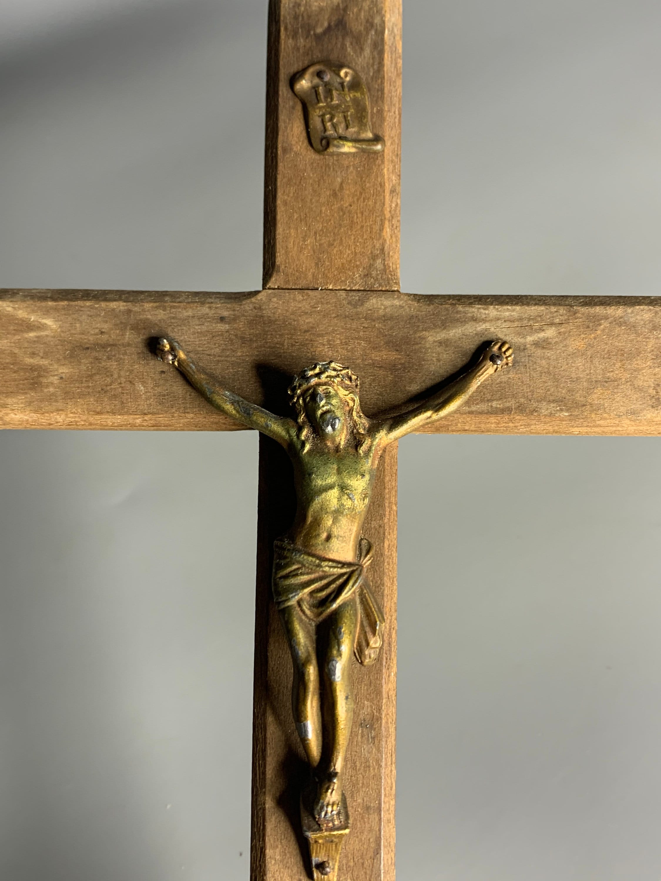 French Vintage Wooden Crucifix Jesus on Cross Religious Wall Hanging ...