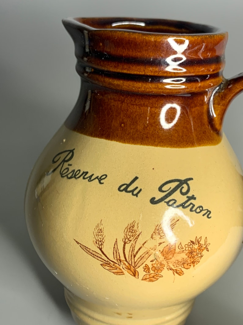 French Vintage Ceramic Pottery Small Water Pitcher Reserve Du Patron ...