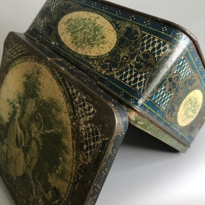 French Antique Tin Can Metal Box Victorian Style Small Container - Etsy