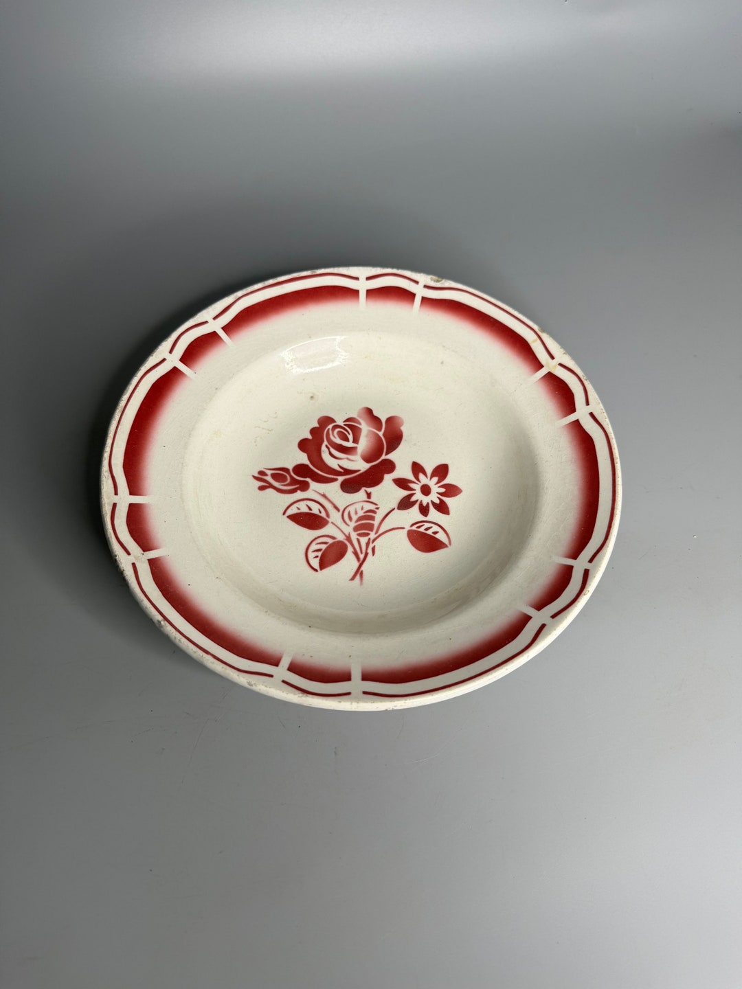 Vintage Flower Roses Design Ceramic Pottery Serving Bowl From the 1940 ...