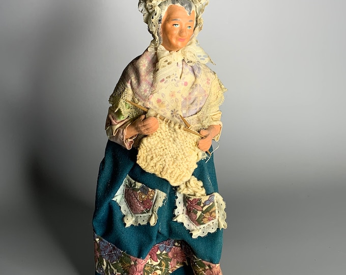French Vintage Clay Santon Doll Old Lady Design Les Santons De Holande ...
