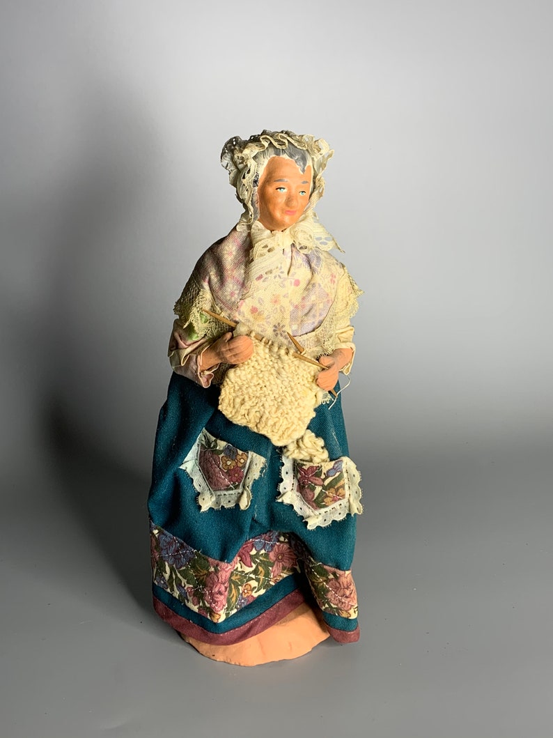 French Vintage Clay Santon Doll Old Lady Design Les Santons De - Etsy