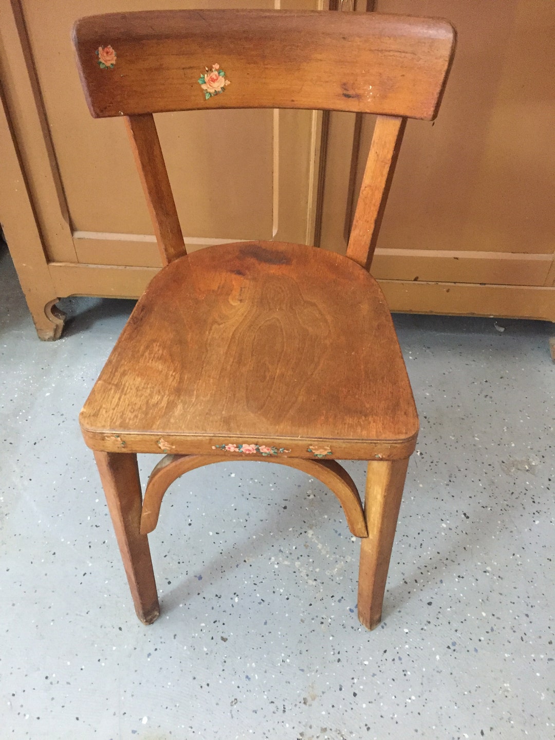 French Vintage Child Wood Chair Authentic Stamped Baumann French 1950's ...
