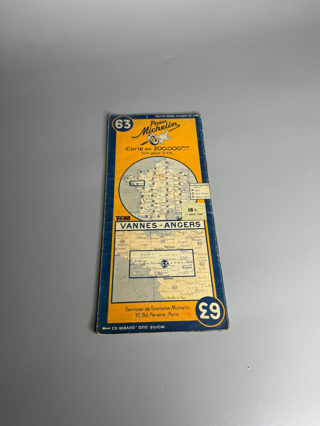 Vintage Michelin Map Colletible Vannes Angers- 63 - Etsy