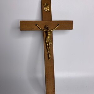 French Vintage Religious Cross Crucifix INRI Metal Christ Church Deco ...
