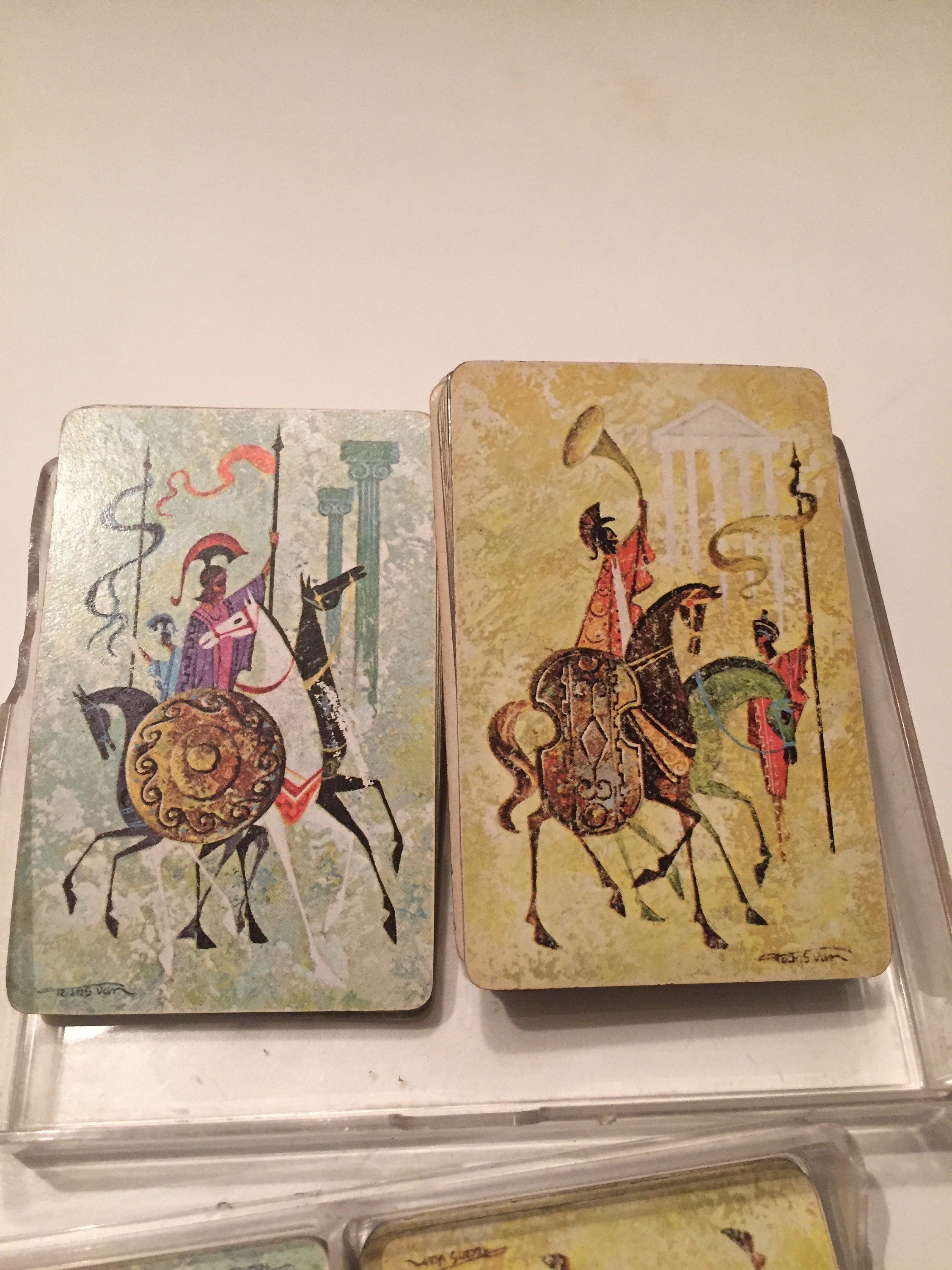 Vintage Card Decks Playing Cards in Plastic Box One Yellow & - Etsy