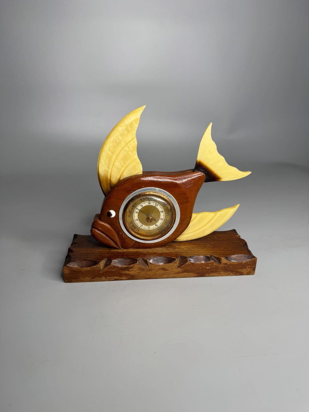 Weather Instrument Art Deco Barometer Horn Fish Nautical Design French ...