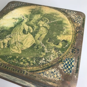 French Antique Tin Can Metal Box Victorian Style Small Container - Etsy